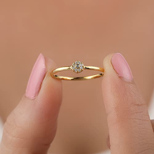 CARATRIO Engagement Rig for Women, 14k Solid Gold Lab grown Cluster Ring for wedding |Bridal gold ring promise ring |Jewellery Gift | Birthday Gift For Gold (4.5, White Gold)