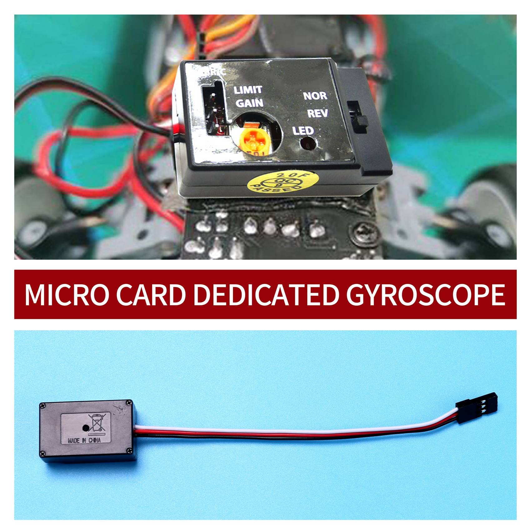 GIUIN Mini Gyro Gyroscope for D12 1/10 RC Car Drift Car Steering Output Integrated Compact Light-Weight Design