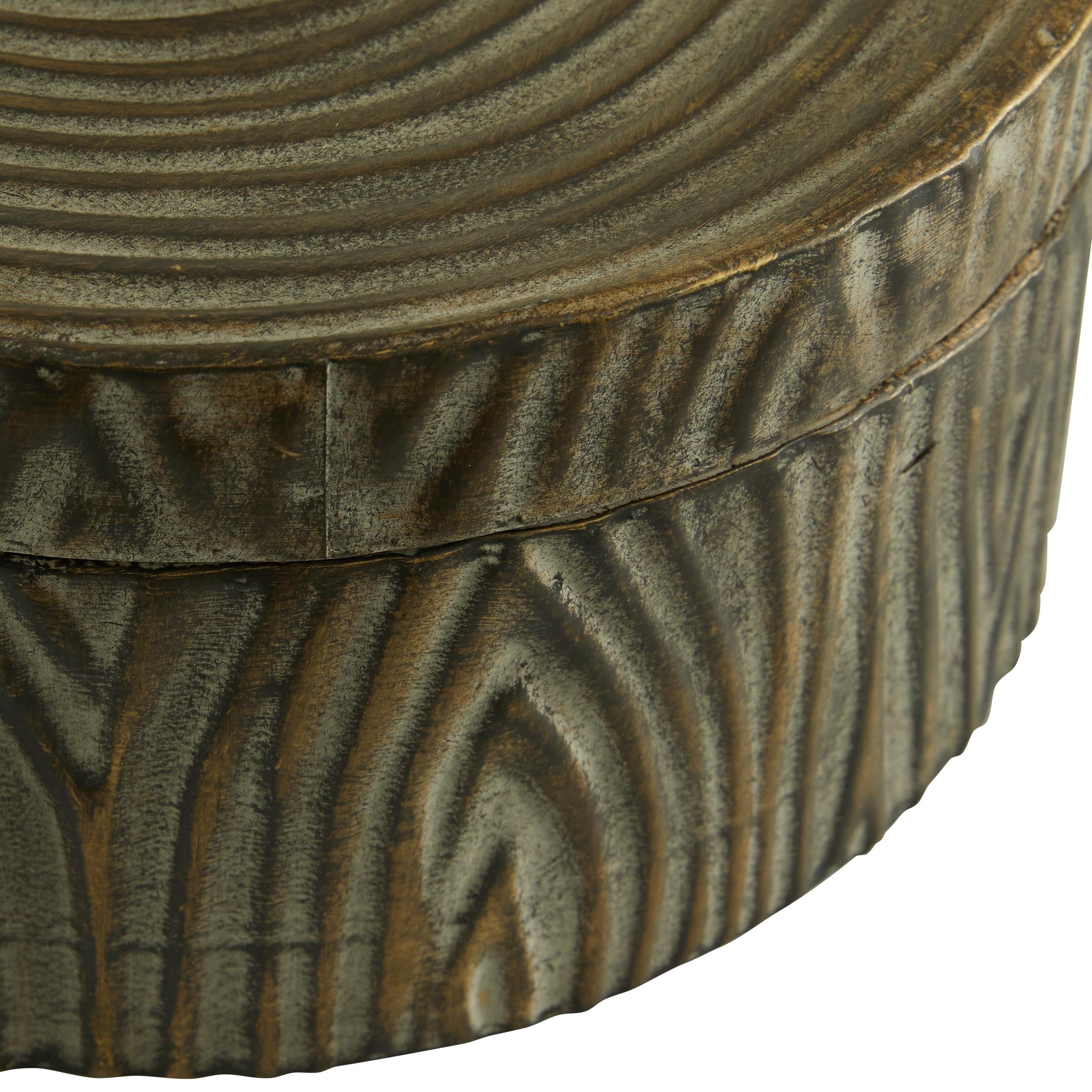 Deco 79 Metal Bird Living Room Decorative Jars Carved Decorative Container, Set of 2 Jar with Lid 7", 6"H, Bronze