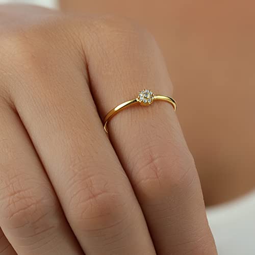 CARATRIO Engagement Rig for Women, 14k Solid Gold Lab grown Cluster Ring for wedding |Bridal gold ring promise ring |Jewellery Gift | Birthday Gift For Gold (4.5, White Gold)