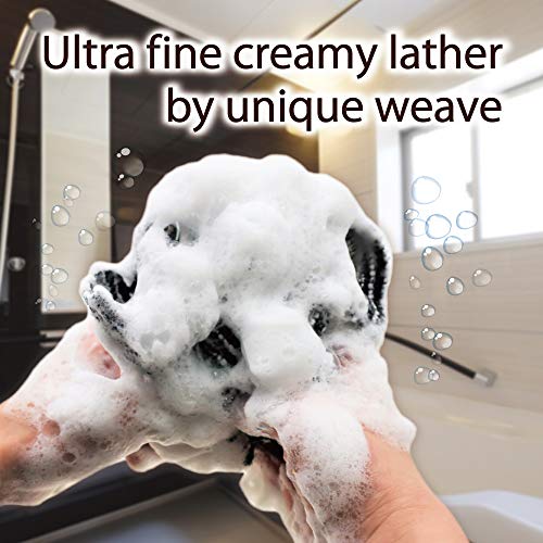 Exfoliating Washcloth [Made in Japan] Extra Long Exfoliating Towel Special Texture Makes Fluffy Foam Lather, Back Scrubber, Dead Skin Cell Remover, Loofah (Super Hard Touch Nylon)