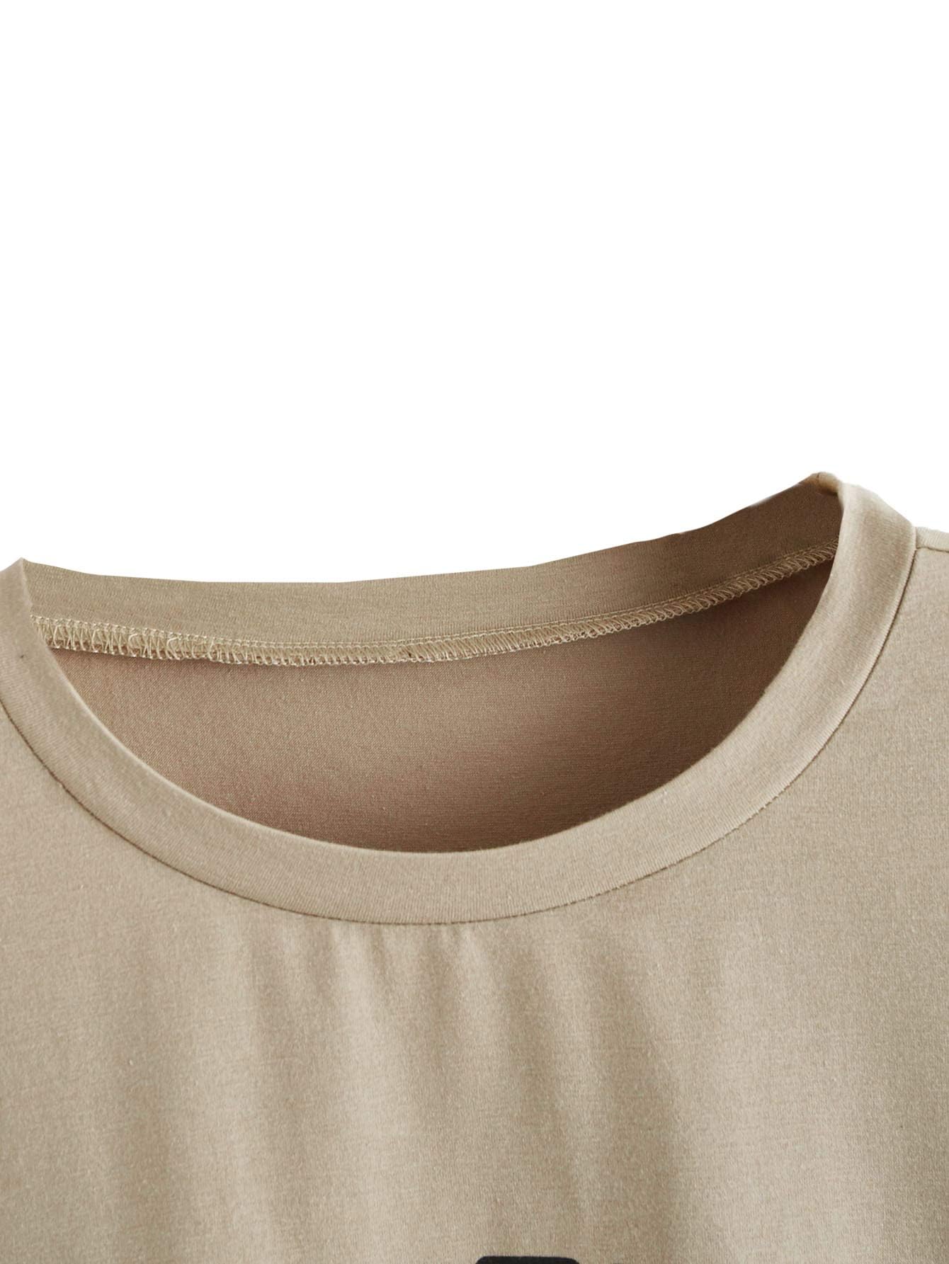 SOLY HUX Women's Graphic Oversized Tees Letter Print Summer Tops Vintage Half Sleeve Loose Casual T Shirts Beige/Black XXL