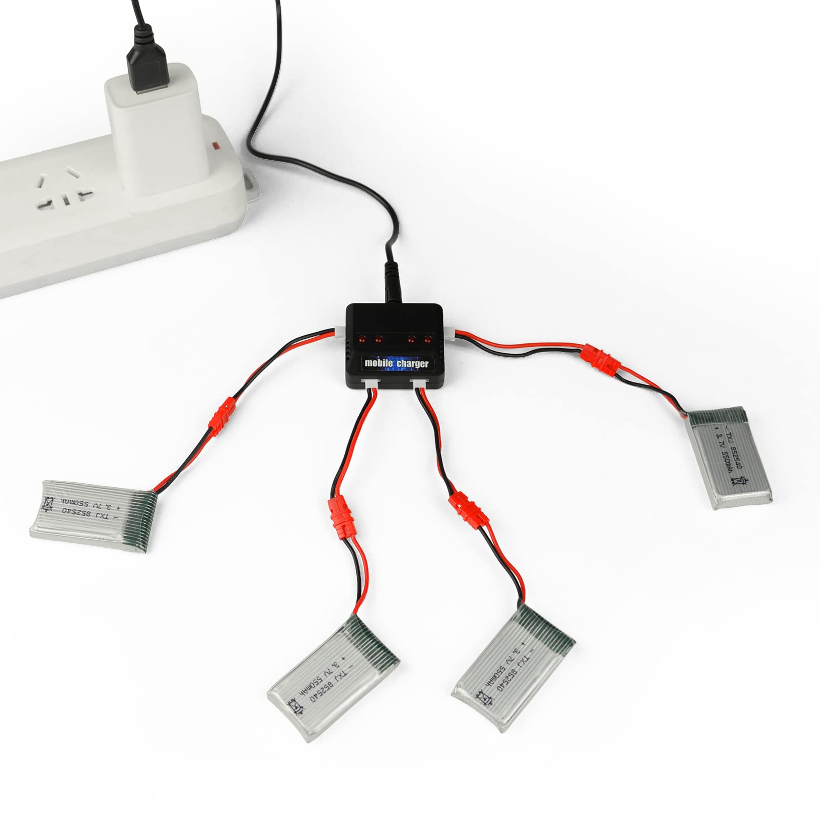 Cheerwing 4pcs 3.7V 550mAh Battery and 4-in-1 Charger Syma X5SW-V3 Drone