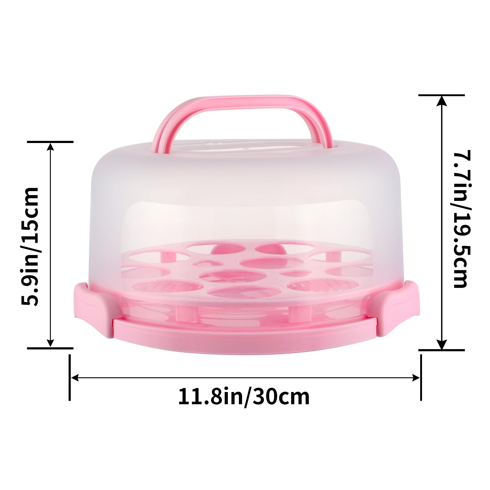 MOLIGOU 10 Inch Cake Carrier with Lid and Handle, Cupcake Carrier Fits 11 Cupcakes, Cake Holder Container with Three Secure Side Closures