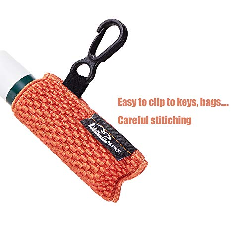 WKieason Lip Balm Sleeves Holder Keychain 3pcs Clip on Chapstick Keychain Holder Pouch Tight-Knit Elastic Lipstick Key Chain Holder (Black/Jade/Orange)