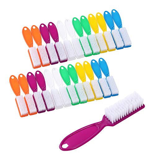DAYGOS 24pcs Handle Grip Nail Brush - Finger Nail Brushes for Cleaning, Hand Fingernail Scrub Brush Kits for Toes and Nails Cleaner, Long Handle Pedicure Brushes for Men and Women, Multicolor
