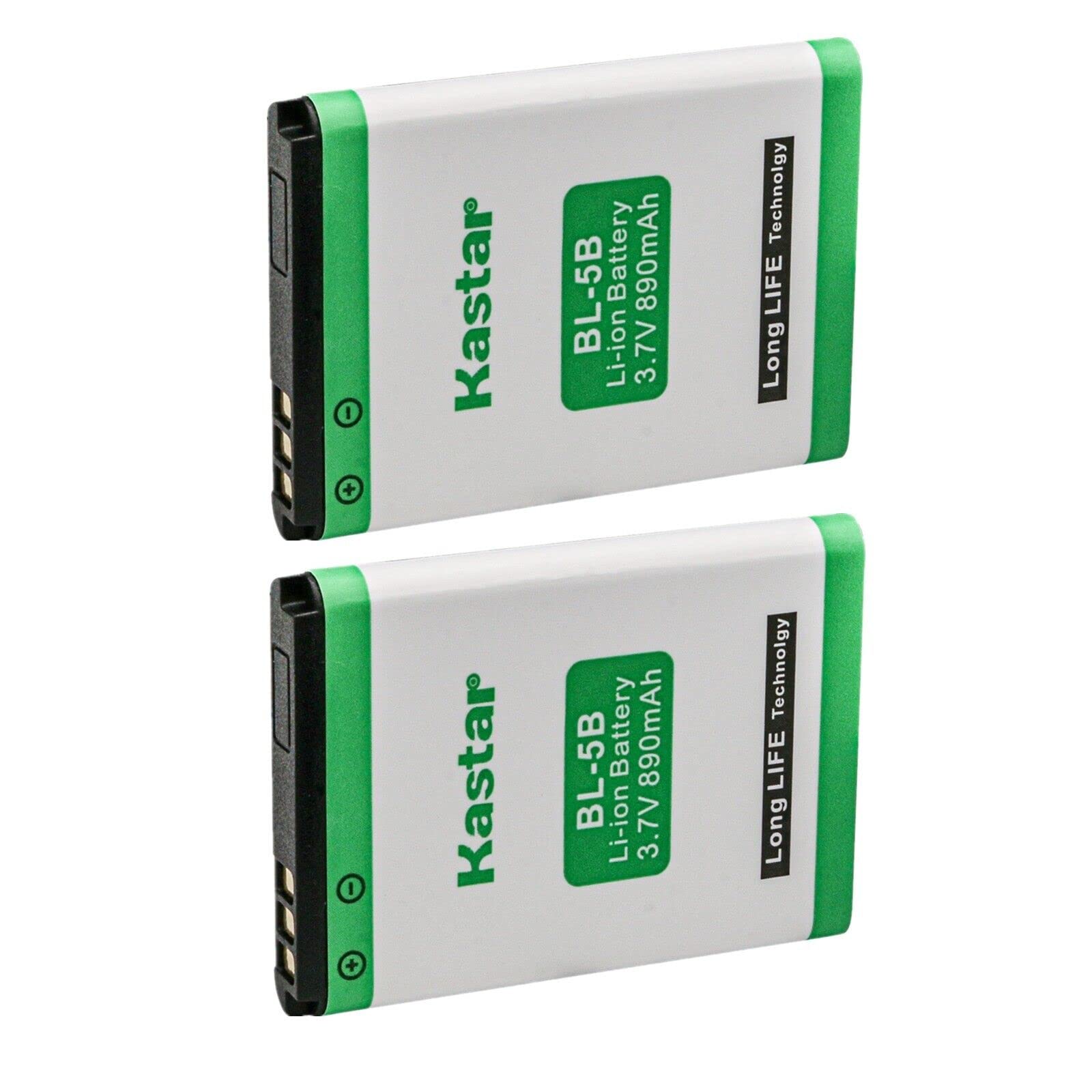 Kastar BL-5B Battery 2-Pack Replacement for Nok 2610 3220 3230 5140 5140i 5200 5300 5500 5500 Sport 6020 6021 6061 6070 6080 7260 7360 N80 N90 5070 6060 6120 Classic 6121 Classic 6124 Classic 5320