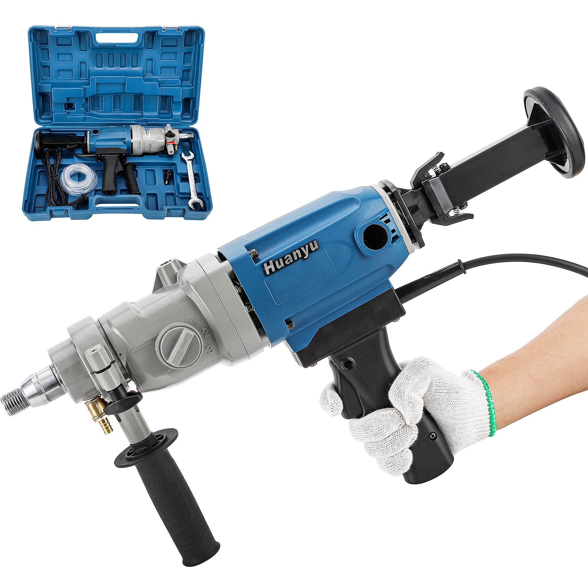 Huanyu Speed Variable Core Drill Rig Handheld Wet Drilling Machine for Boring Diamond Concrete (φ190 3 Scale Speed Regulation)