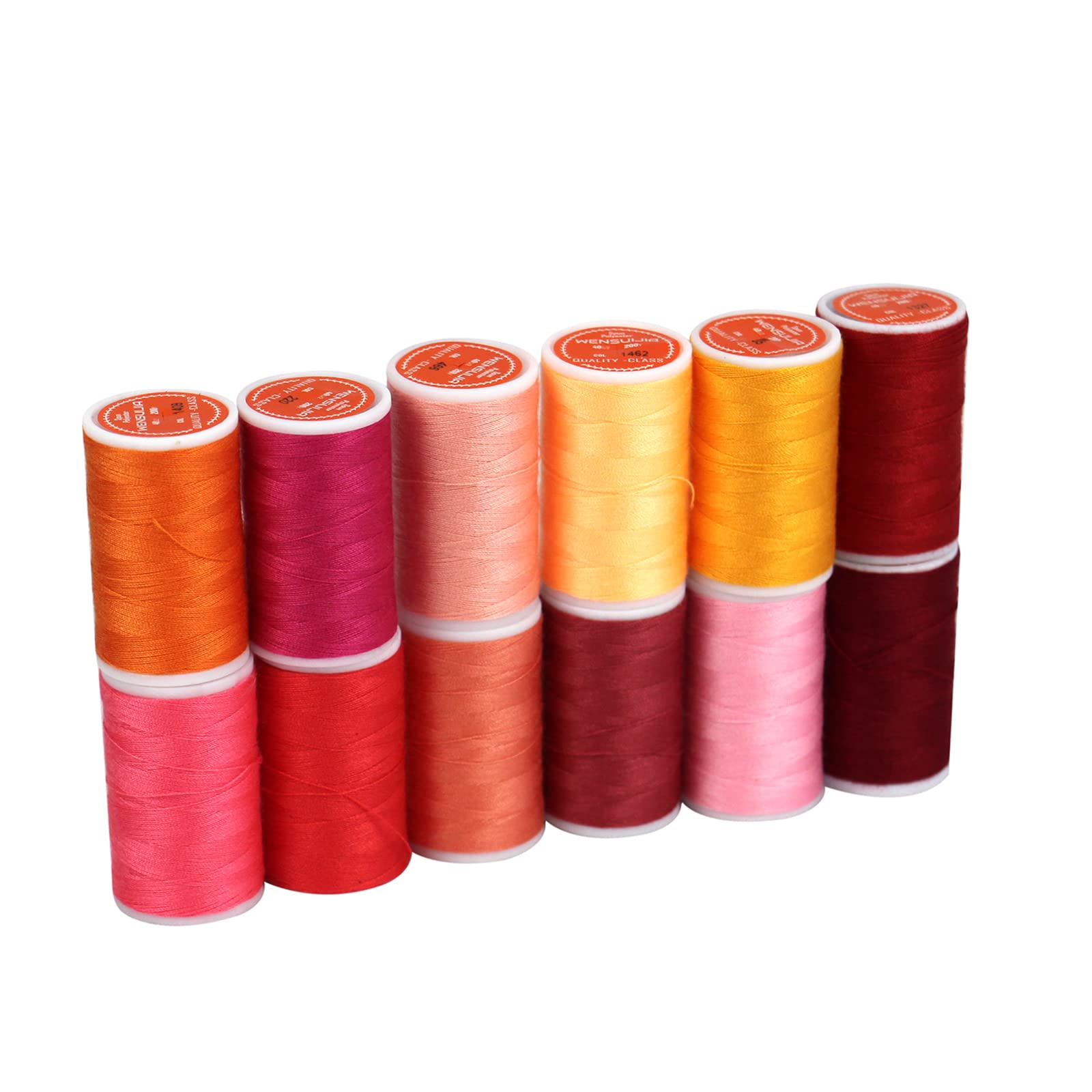 Multi-Purpose Red Thread for Sewing, 200Y/Spool 40S/2, Polyester Sewing Threads Kits for Sewing Machine & Hand Sewing (12 Bright Colors)