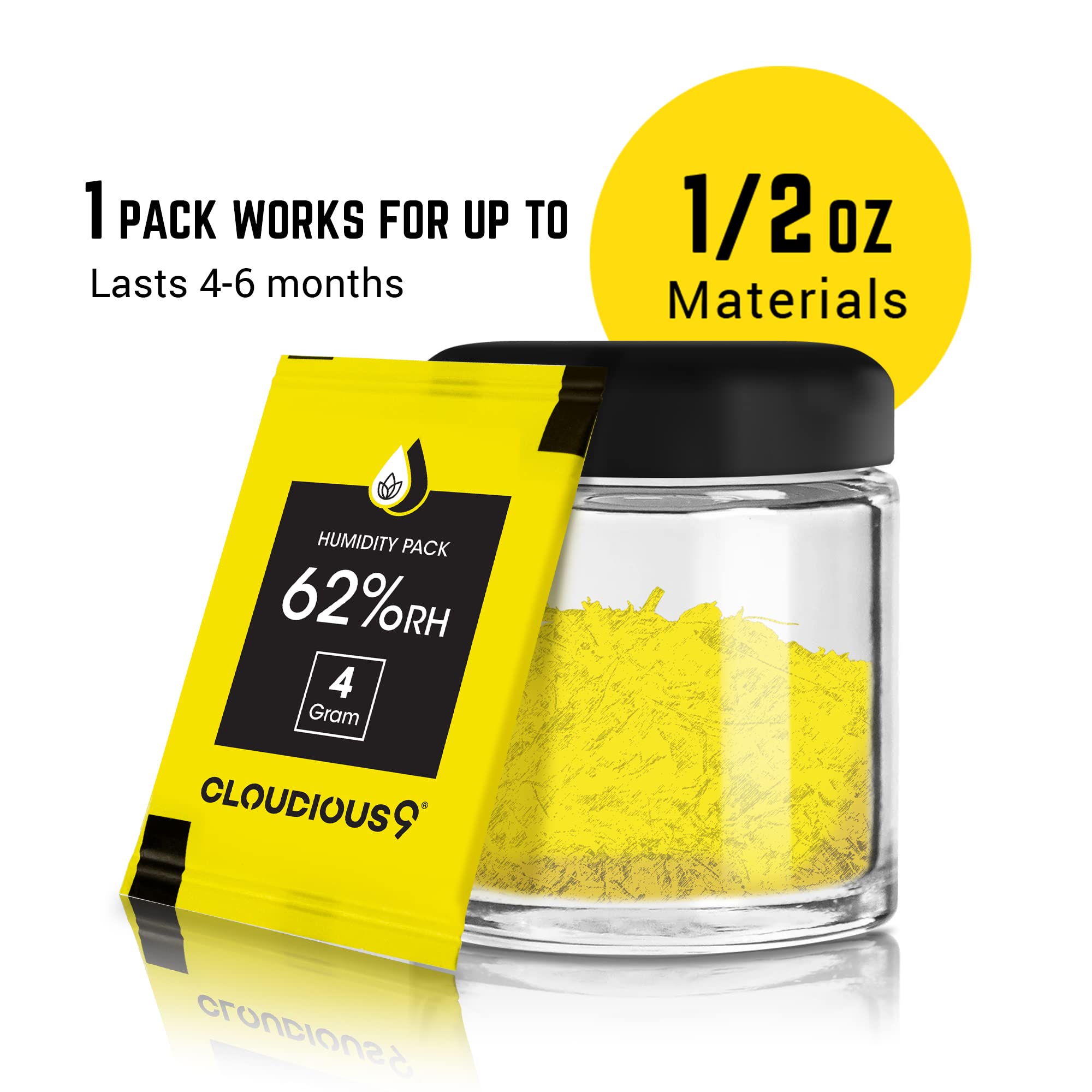 Cloudious9-62% 2-Way Humidity Pack Regulator 4 Gram - 12 Count 4 Gram Pack for Humidors Herb Flower - Individually Sealed Bag β Solution for Convenient Humidification