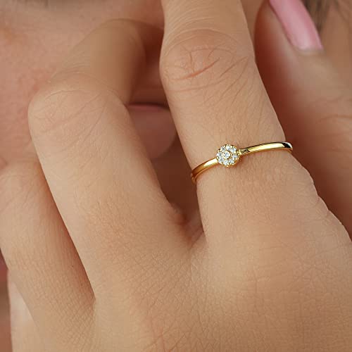 CARATRIO Engagement Rig for Women, 14k Solid Gold Lab grown Cluster Ring for wedding |Bridal gold ring promise ring |Jewellery Gift | Birthday Gift For Gold (7.5, Rose Gold)
