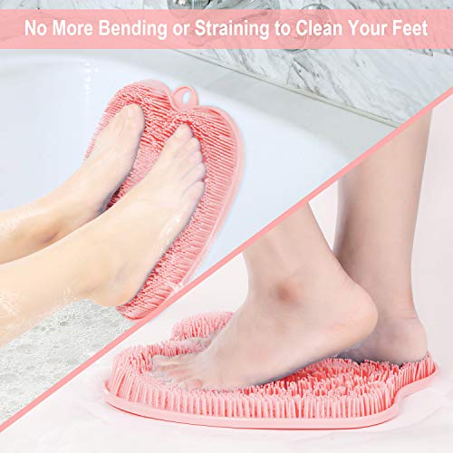 BESKAR Shower Foot Scrubber XL Larger Size Mat with Non-Slip Suction Cups - Cleans, Smooths, Exfoliates & Massages Your Feet Without Bending, Improve Foot Circulation & Cleaner Dead Skin Remover