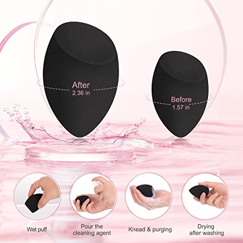 Makeup Sponges, 3-Pack Foundation Blending Beauty Sponge, Professional Beauty Makeup Set for Dry & Wet Use (Black)…