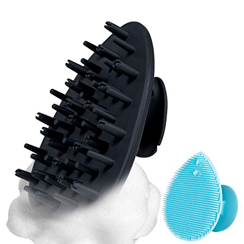 Hair Scalp Massager -ETLEE Silicone Scalp Shampoo Brush for Men Women kids Pets Curly Wave Also All Types of Hairs (Black) bber for Men Women Kids or Pets(Black)