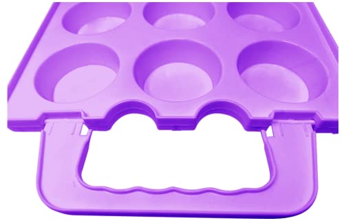 DuraCasa Cupcake Carrier | Premium Upgraded Model Holds Cupcakes Steadier | Stacking Cupcake Storage Container | Use 1, 2, or 3 Tiers (Purple)
