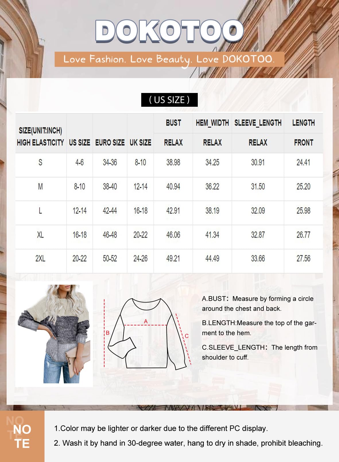 Dokotoo Womens Sweaters Winter Crewneck Long Bat Sleeve Color Block Pullover Sweaters Fashion 2024 Fall Tops Casual Knit Pullover Jumper Tops Yellow Large
