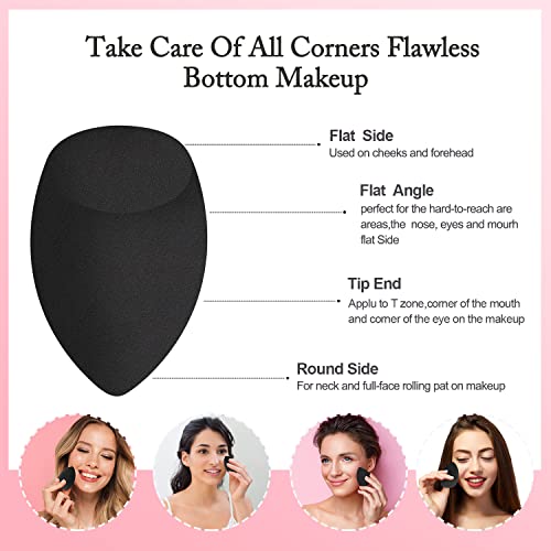 Makeup Sponges, 3-Pack Foundation Blending Beauty Sponge, Professional Beauty Makeup Set for Dry & Wet Use (Black)…