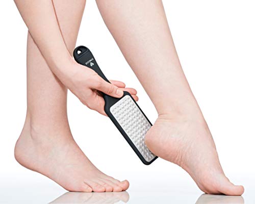 DYNESSE Pedicure Foot File. Professional 3-in-1 Callus Remover with Mini-File. No Risk of Injury. Laser-Cut. Stainless Steel. Scrubber. Reusable