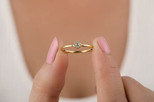 CARATRIO Engagement Rig for Women, 14k Solid Gold Lab grown Cluster Ring for wedding |Bridal gold ring promise ring |Jewellery Gift | Birthday Gift For Gold (7.5, Rose Gold)