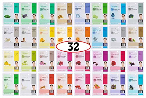 DERMAL 32 Combo A+B Set Pack Collagen Essence Full Face Facial Mask Sheet - The Ultimate Supreme Collection for Every Skin Condition Day to Day Skin Concerns
