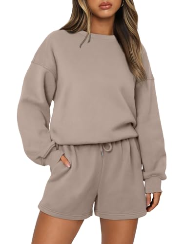 AUTOMET Womens Two Piece Outfits 2 Piece Lounge Matching Sets Sweatsuits Soft Shorts Fashion Fall Clothes Sweatshirts Hoodies