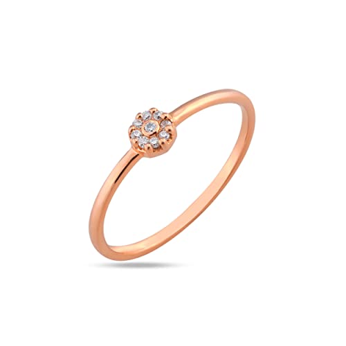 CARATRIO Engagement Rig for Women, 14k Solid Gold Lab grown Cluster Ring for wedding |Bridal gold ring promise ring |Jewellery Gift | Birthday Gift For Gold (7.5, Rose Gold)