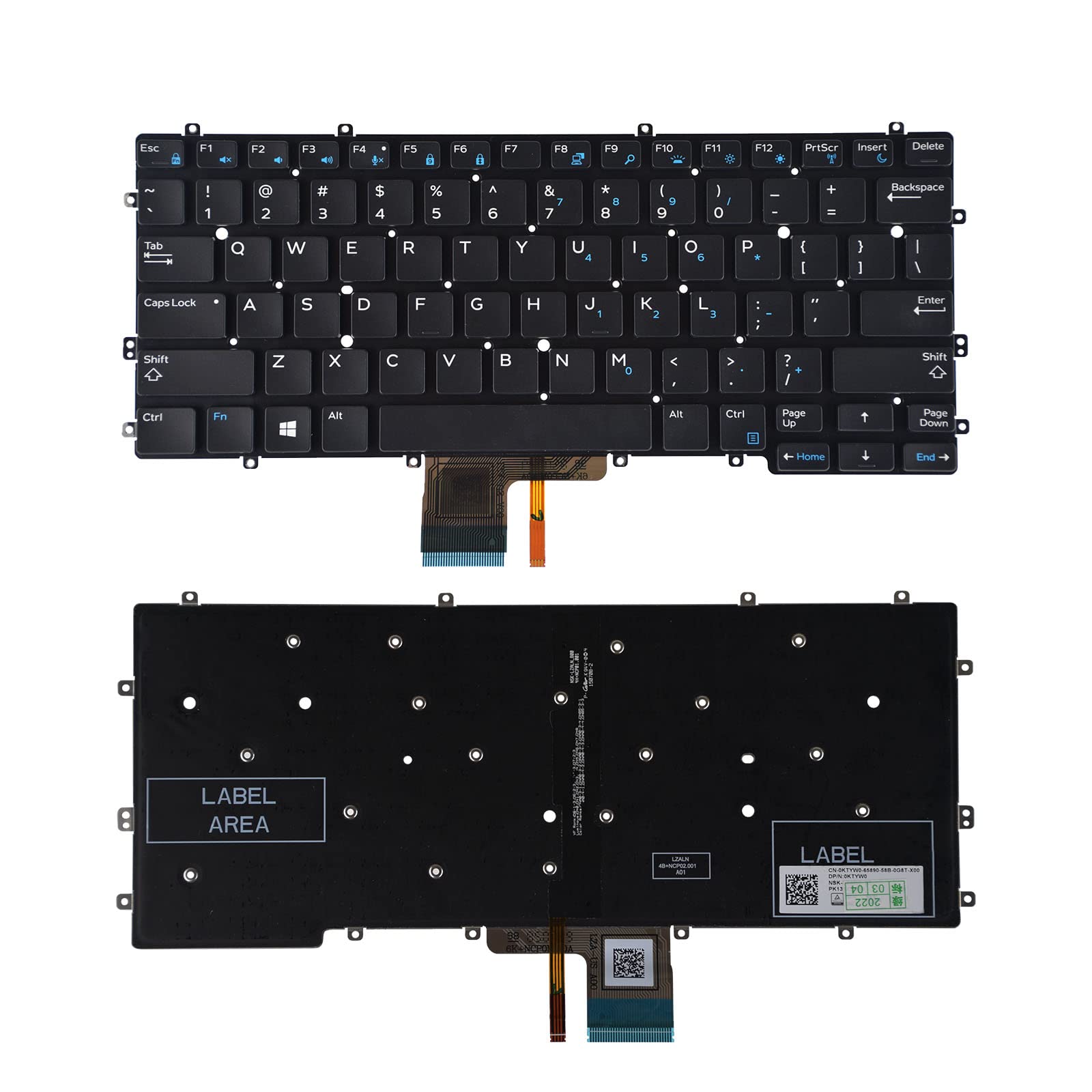 SUNMALL Replacement Keyboard Compatible with Dell Latitude 13 7370 E7370 with Backlit Latop Keyboard