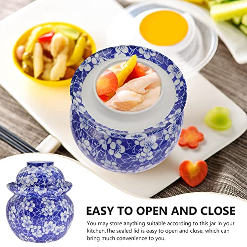 Vaguelly Ceramic Kimchi Jar Traditional Pickles Jar Pickles Storage Jar Ceramic Pickles Jar Home Storage Pot Food Storage Jar Kimchi Storage Jar Food Ceramic Canister Household Jar