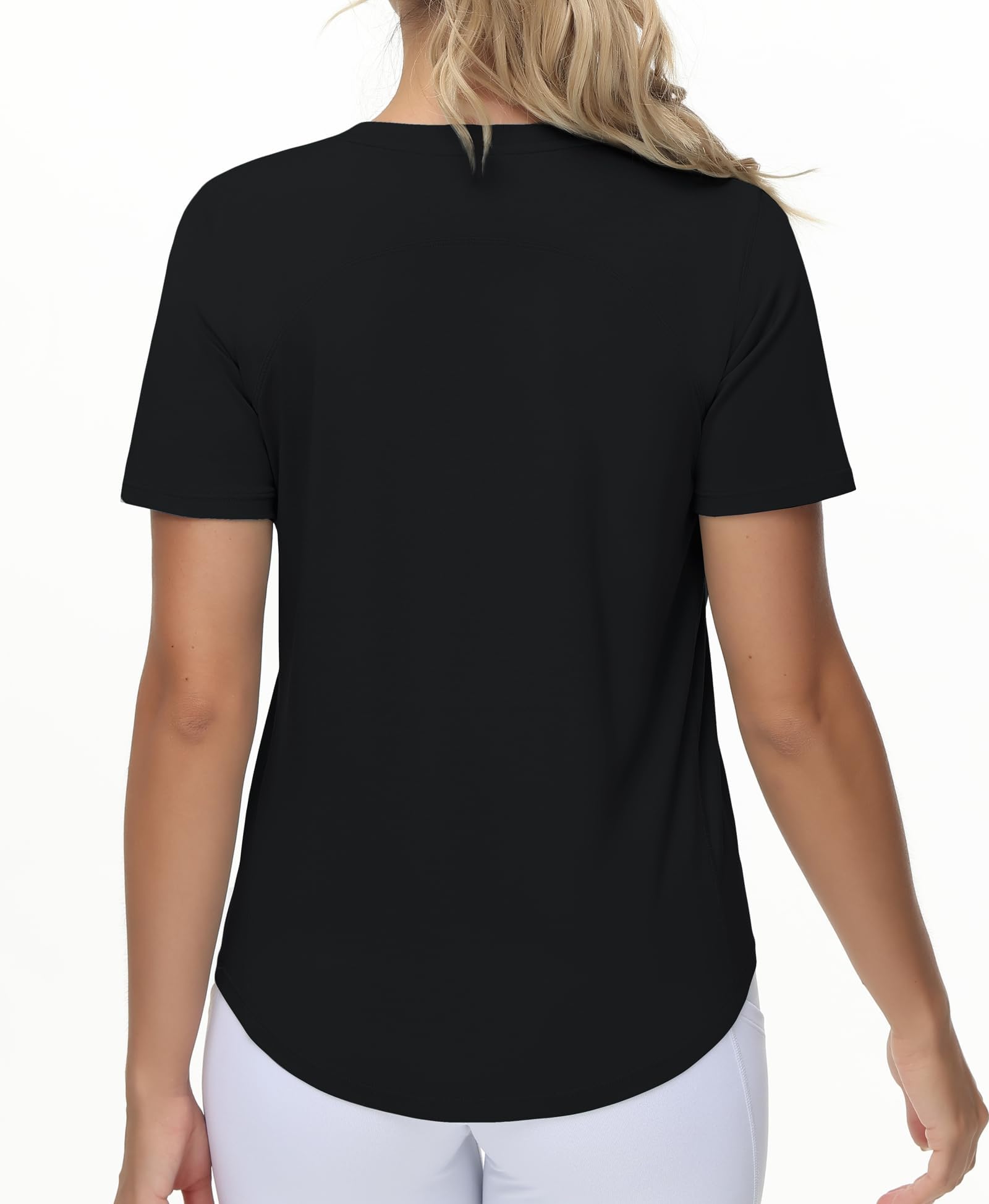 THE GYM PEOPLE Women's Workout Short Sleeve Breathable T-Shirts Athletic Yoga Tee Tops Black