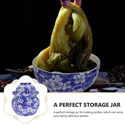 Vaguelly Ceramic Kimchi Jar Traditional Pickles Jar Pickles Storage Jar Ceramic Pickles Jar Home Storage Pot Food Storage Jar Kimchi Storage Jar Food Ceramic Canister Household Jar