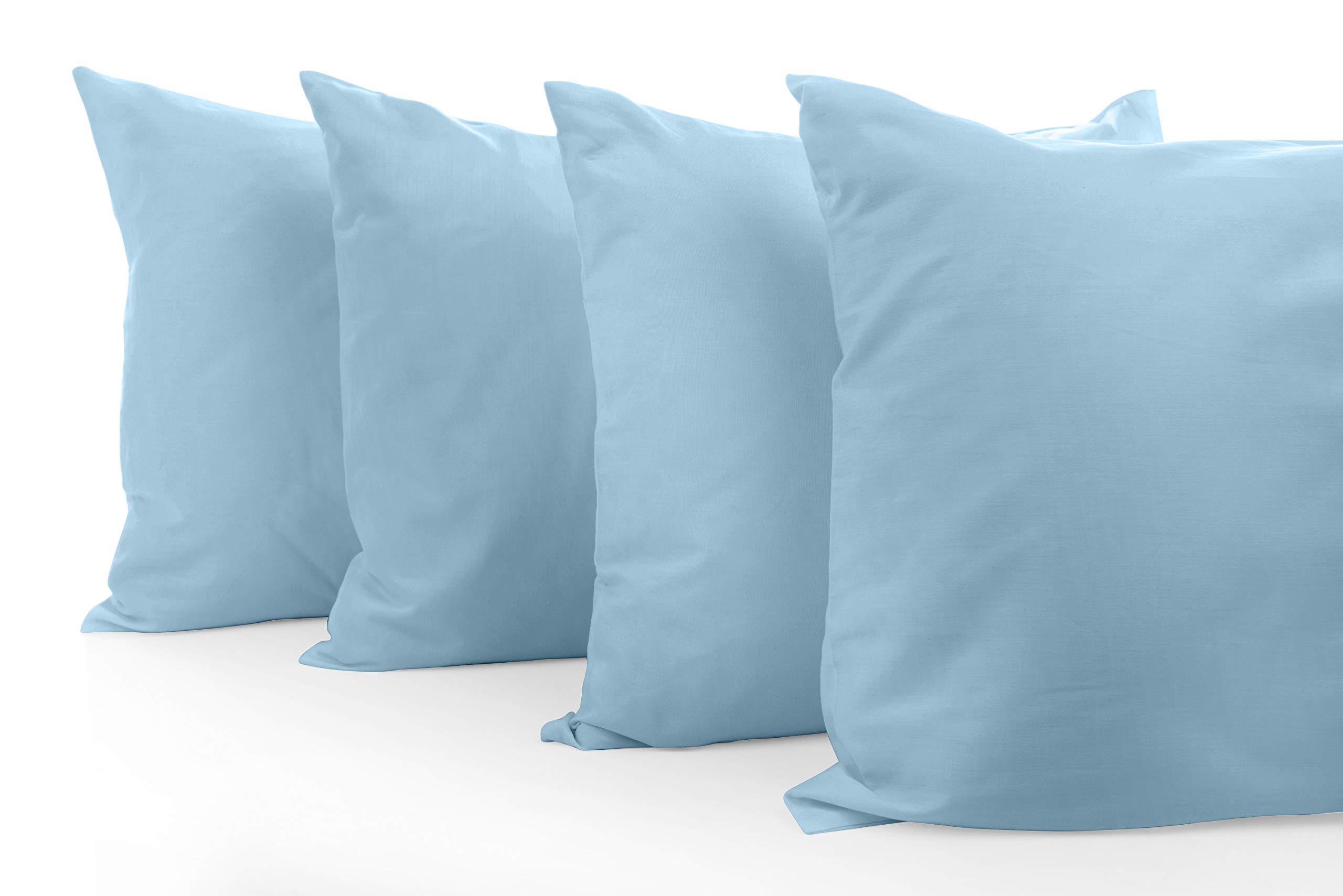 Comfort Beddings King Pillow Cases Set of 4 Light Blue 100% Organic Cotton 600 Thread Count Premium Light Blue Cotton Pillowcases, King Pillowcase Pillow Covers, 20 x 40 inch