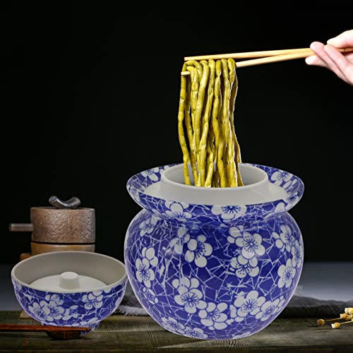 Vaguelly Ceramic Kimchi Jar Traditional Pickles Jar Pickles Storage Jar Ceramic Pickles Jar Home Storage Pot Food Storage Jar Kimchi Storage Jar Food Ceramic Canister Household Jar