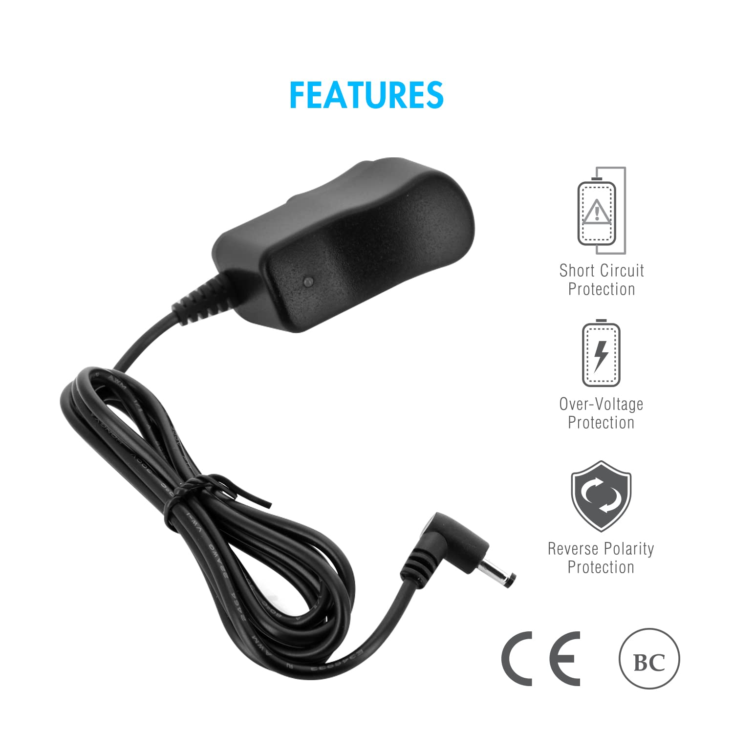 Tenergy 4.2V 1A Battery Charger with DC 4017 4.0x1.7 Connector, for 3.7V Li-ion 1S Rechargeable Battery