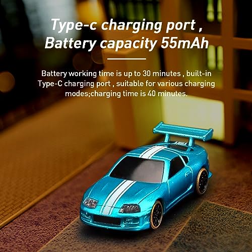 havcybin 1:76 Turbo Racing Scale RC Sport Car, Table Racing Remote Control Mini Model Car Full Proportional RTR Kit Toys (C63-1-blue)