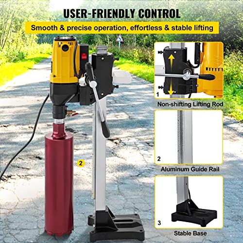 High-Performance 2180W Diamond Core Drill Rig - Industrial Concrete Drilling Machine w/ 160mm 180mm Drill Bits - Handheld/Stand - Wet Electric