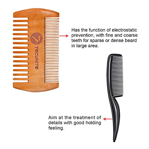 TecUnite 4 Pieces Beard Trimming Scissors Set, Grooming Scissors for Men and Mustache Beard Comb Beard Grooming Trim Scissor Kit with Storage Bag