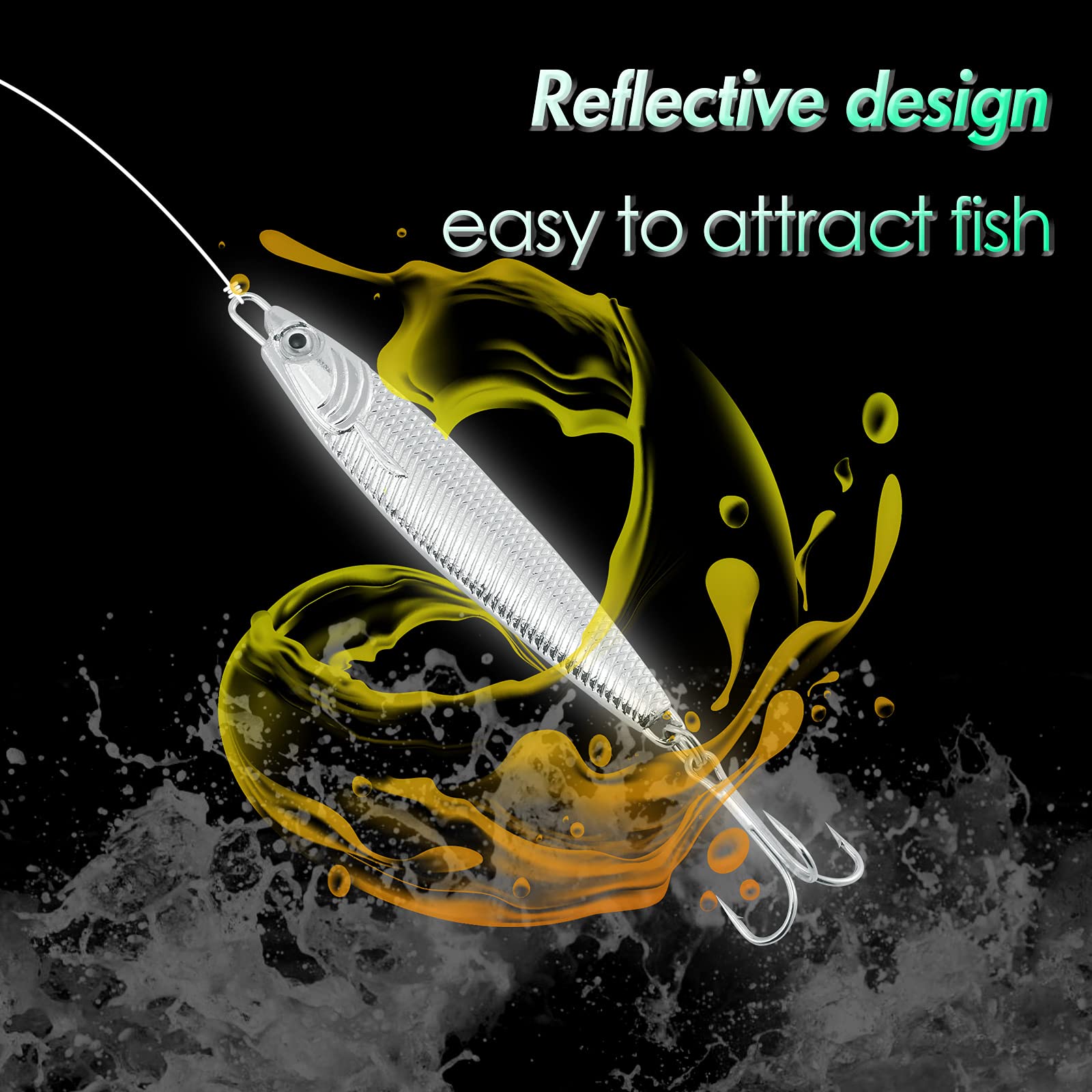 Dr.Fish Fishing Jigs Jigging Spoon Saltwater Fishing Lure Casting Metal Spoon Surf Fishing Mackerel Striper Lures Stinger Bluefish Vertical Diamond Jig Silver 1oz