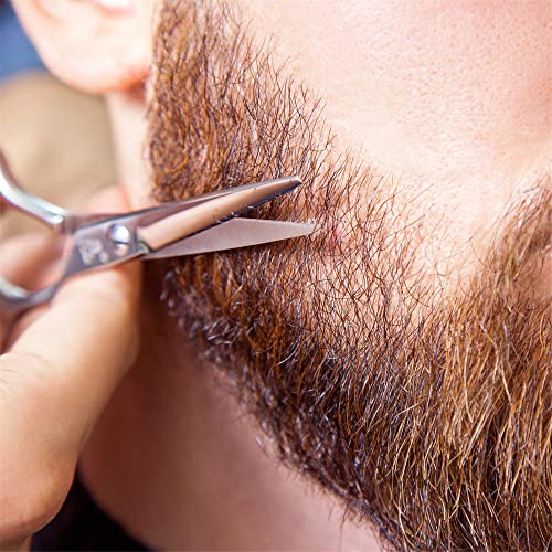 TecUnite 4 Pieces Beard Trimming Scissors Set, Grooming Scissors for Men and Mustache Beard Comb Beard Grooming Trim Scissor Kit with Storage Bag