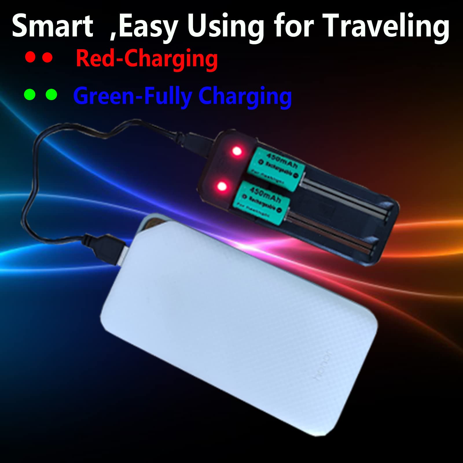 funkawa Shockli CR2 Rechargeable Batteries 450mAh, 3.7V RCR2 Batteries (4-Pack) with 2 -Slot Battery Charger(Not for Arlo Batteries)