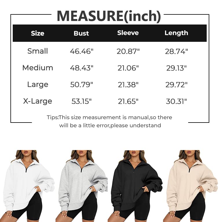 EFAN Womens Oversized Hoodies Quarter Zip Pullover Half Zip Sweatshirts Long Sleeve Sweaters Trendy Outfits Teen Girls Fall Y2K Tops Clothes Grey