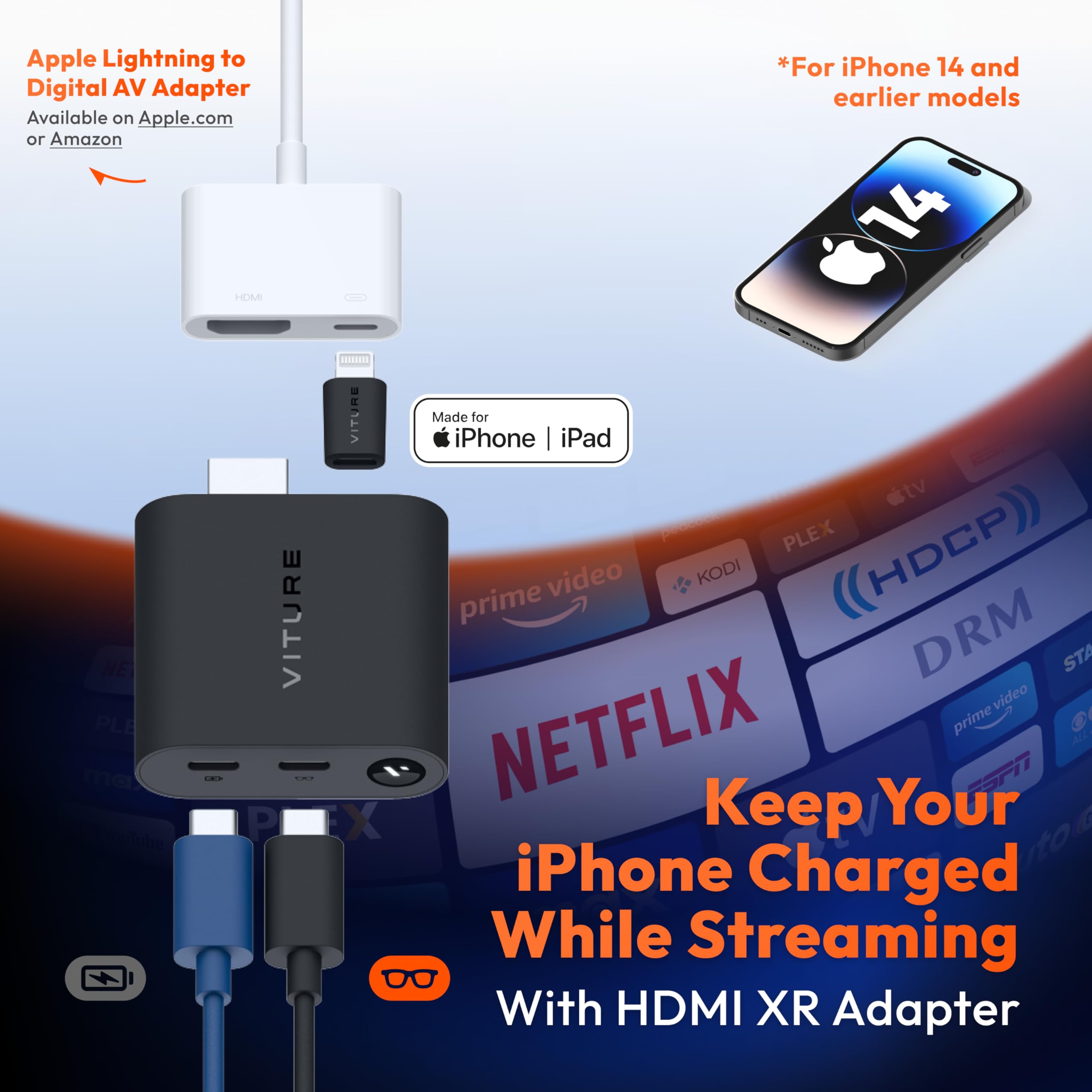 VITURE HDMI XR Adapter for iPhone 14 & Earlier Models, Enabling MultiScreen/Enhanced 3DoF/VR Videos, 2.8 Hours Battery Life, Charge While Playing, Direct Play on PlayStation/Xbx/Gaming Consoles