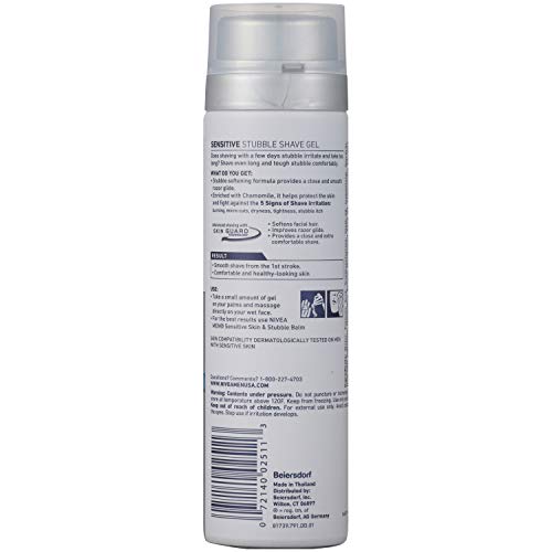 Nivea Men Sensitive Skin & Stubble Shave Gel - Pack Of 3 With Beard Softener for Men - 7 Oz. Can, 21 Ounce