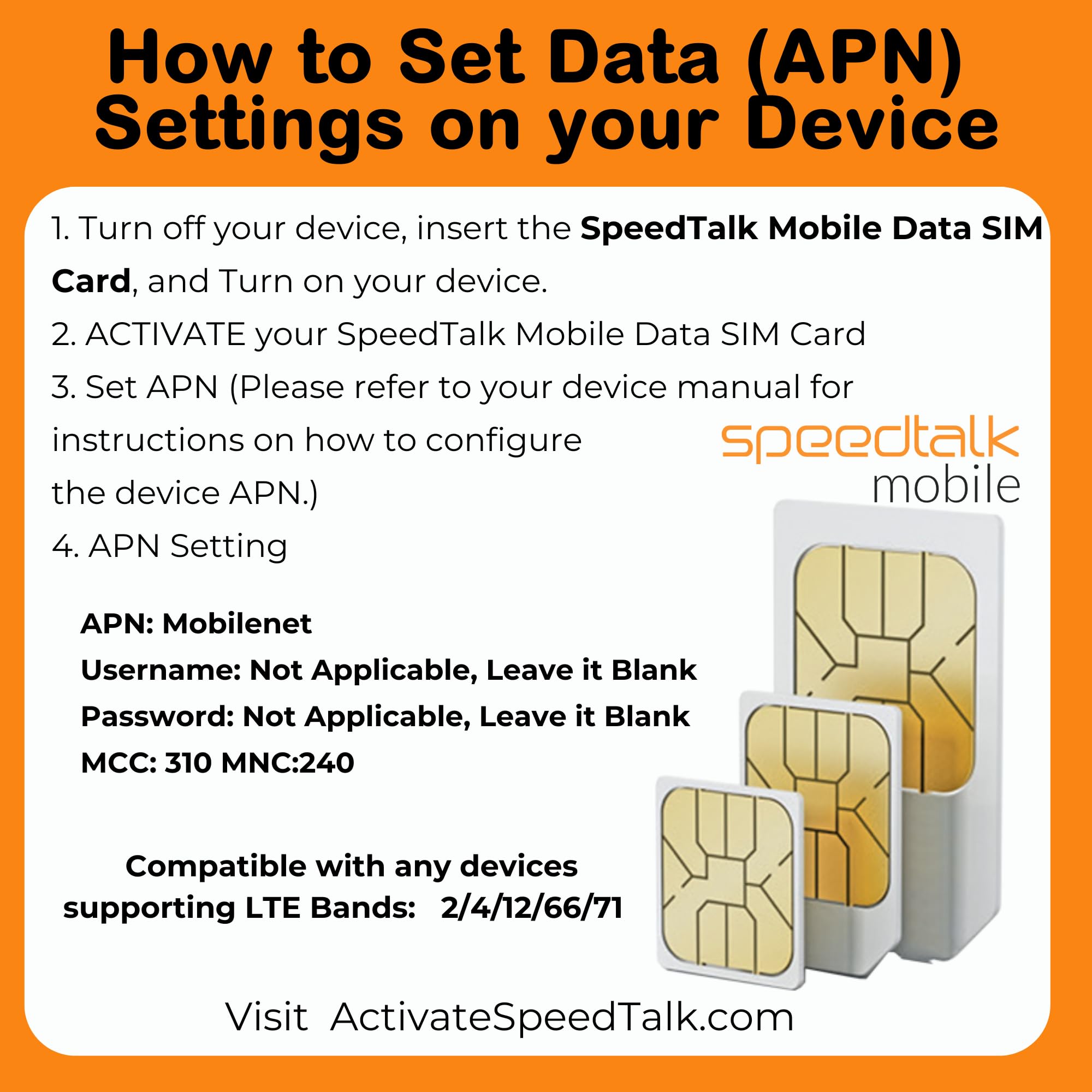 SpeedTalk Mobile Prepaid $5 GSM Sim Card for GPS Tracking Pet Senior Kid Child Car Smart Watch Devices Locators 30-Day Wireless Service