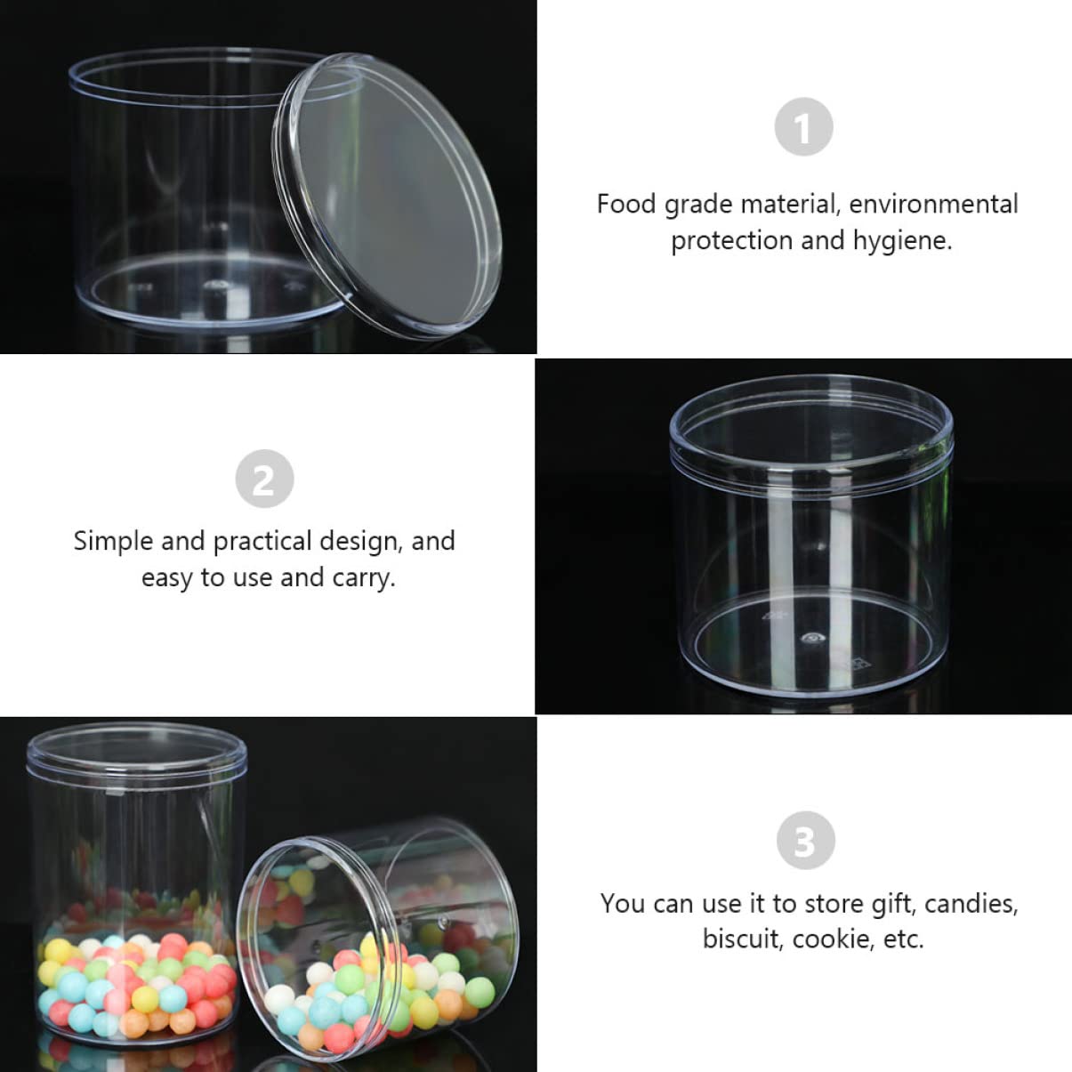 Gadpiparty Air Proof Cookie Jar 8 Pcs Home and Lid Round, Jars Chocolate Jar Party Containers with for Cylinder Cookie Wedding Treat Proof Sweets Transparent Jewelry Airtight Container Moist Small g