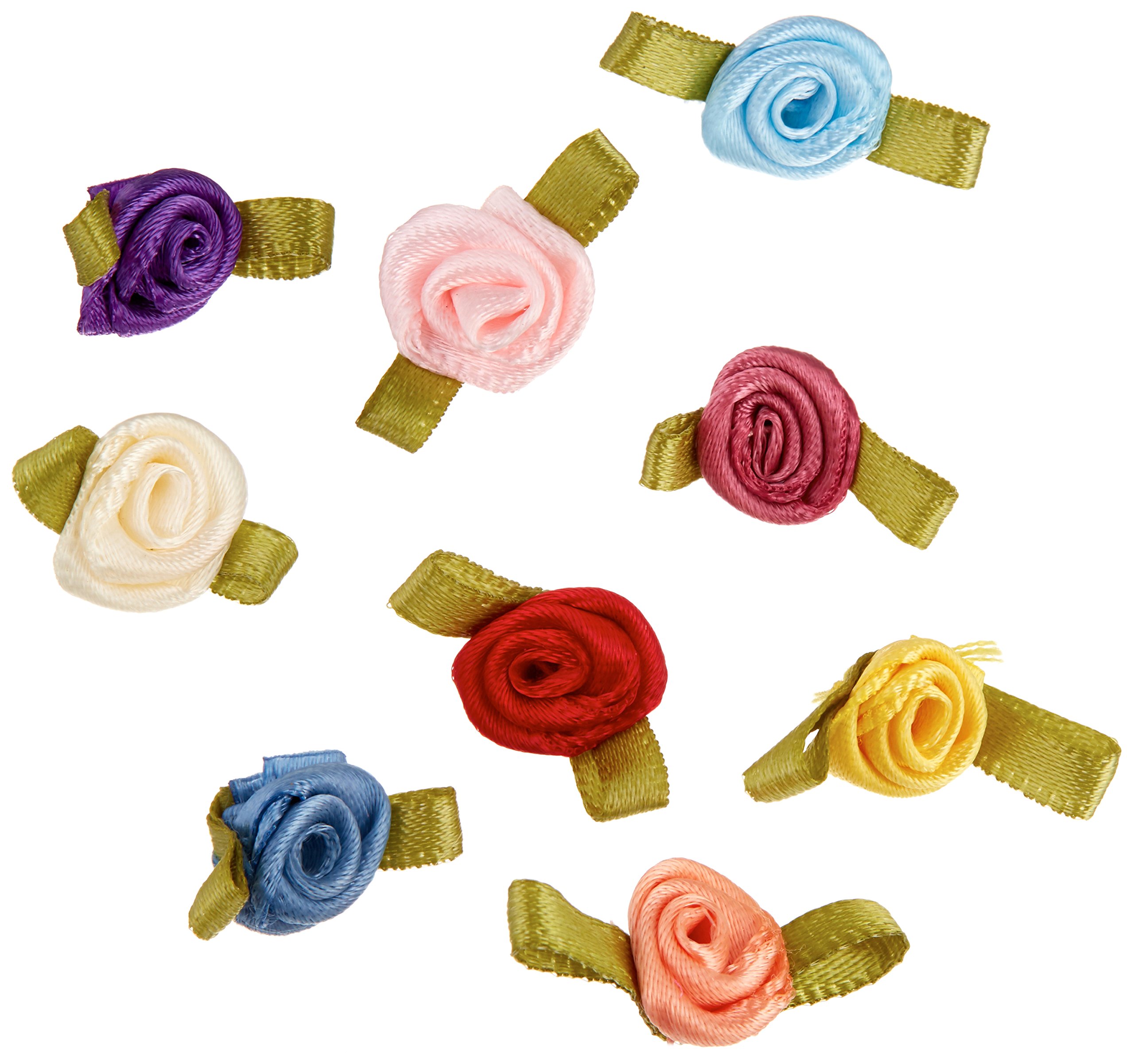 Offray Ribbon Roses 40/Pkg, Assorted Colors