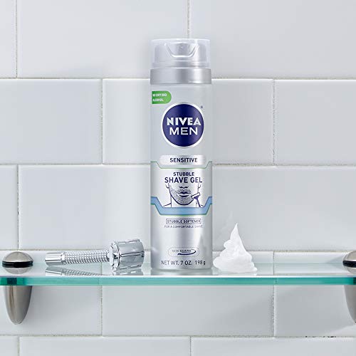 Nivea Men Sensitive Skin & Stubble Shave Gel - Pack Of 3 With Beard Softener for Men - 7 Oz. Can, 21 Ounce