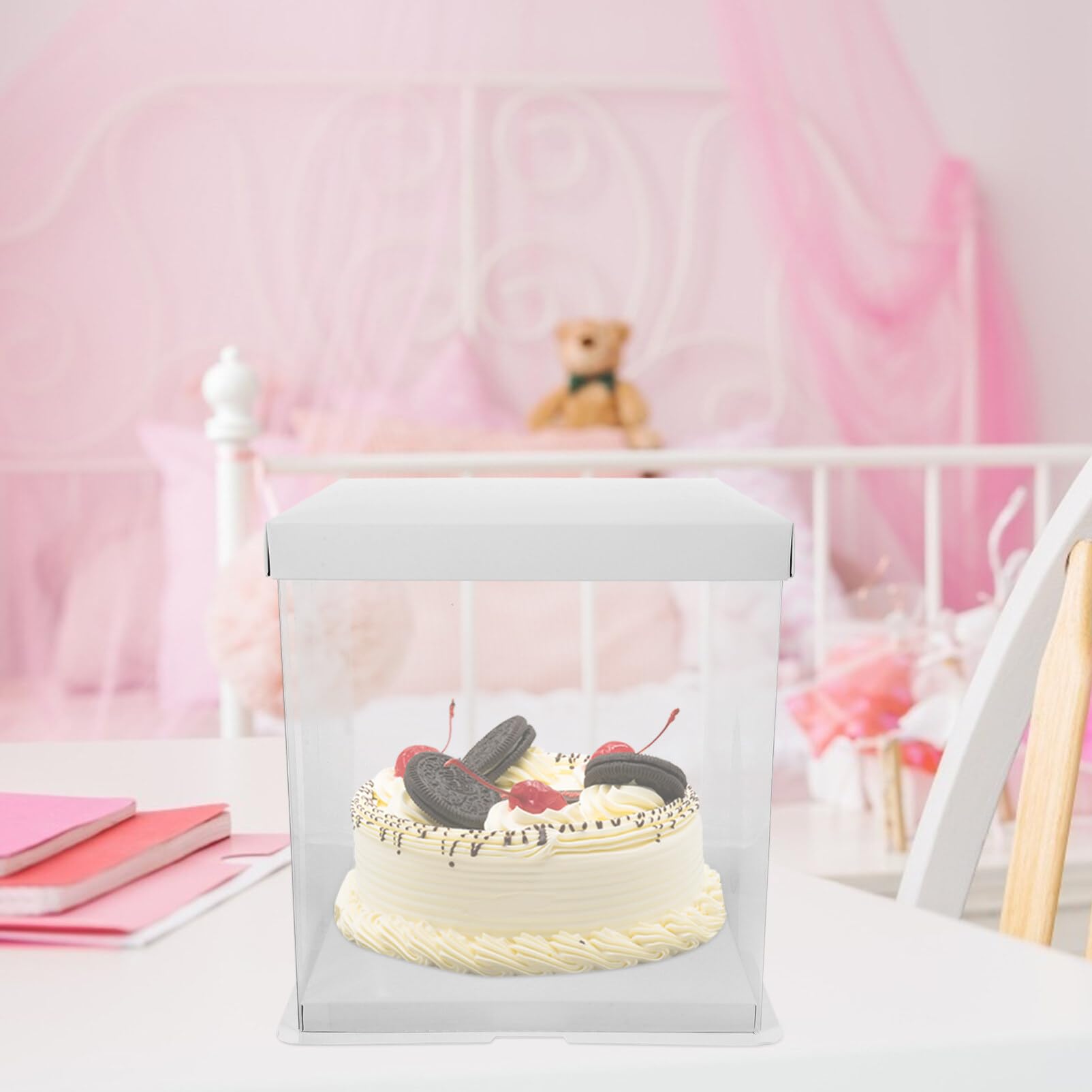 Kichvoe 5pcs Clear Cake Box 6 inch Transparent Bakery Boxes Plastic Cake Carrier with Lid Food Box Cupcake Cake Container Cake Packing Case for Wedding Birthday Christmas