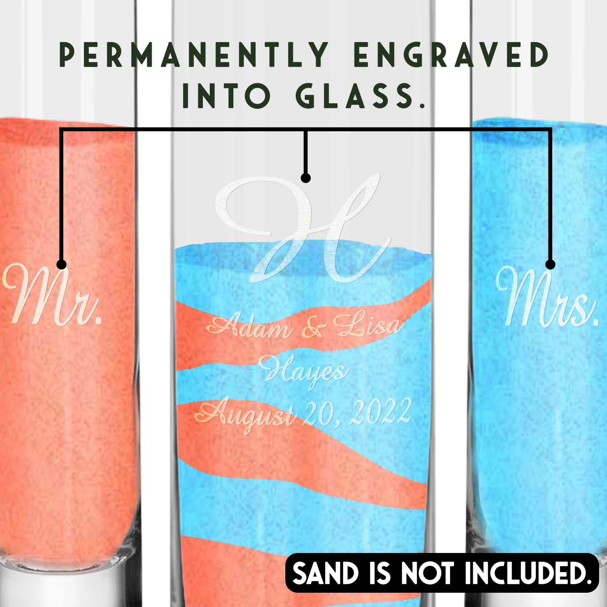 Personalized Monogram Unity Sand Ceremony Set, Wedding Accessories for Reception and Ceremony Unity Set, Sand Ceremony Kit for Wedding, Blended Family Unity Set, Cylinder Set w/Cork