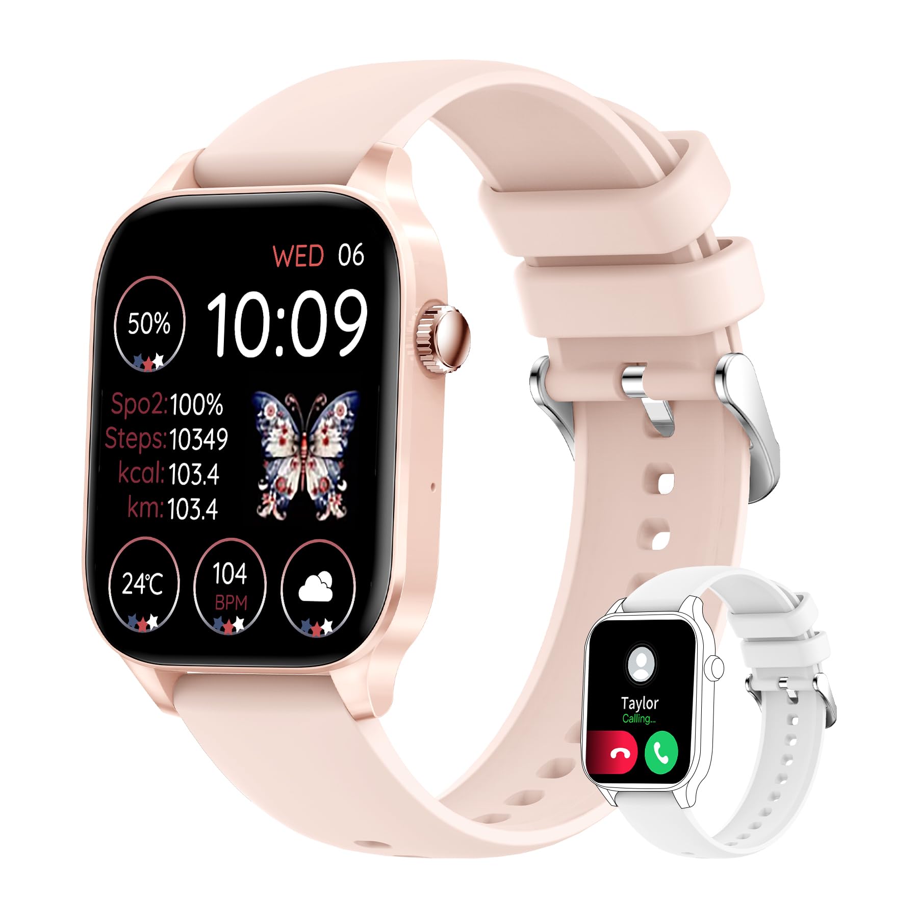 Smart Watch for Women (Answer/Make Call), 1.85" Fitness Tracker with Heart Rate Sleep SpO2 Monitor Pedometer 20 Sport Modes Voice, Waterproof Activity Trackers Smartwatches for iPhone Android Phones