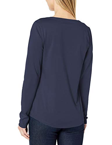 Amazon Essentials Women's Classic-Fit 100% Cotton Long-Sleeve V-Neck T-Shirt, Navy, XX-Large